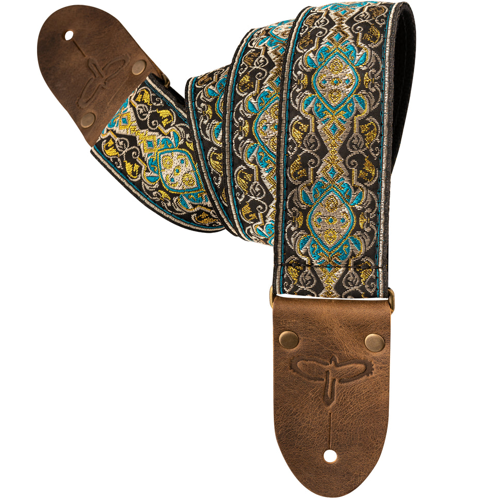PRS PRS-STRAP-RETRO-TG 2" Retro Dlx. Jacquard Strap Teal/Gold – Easy ...